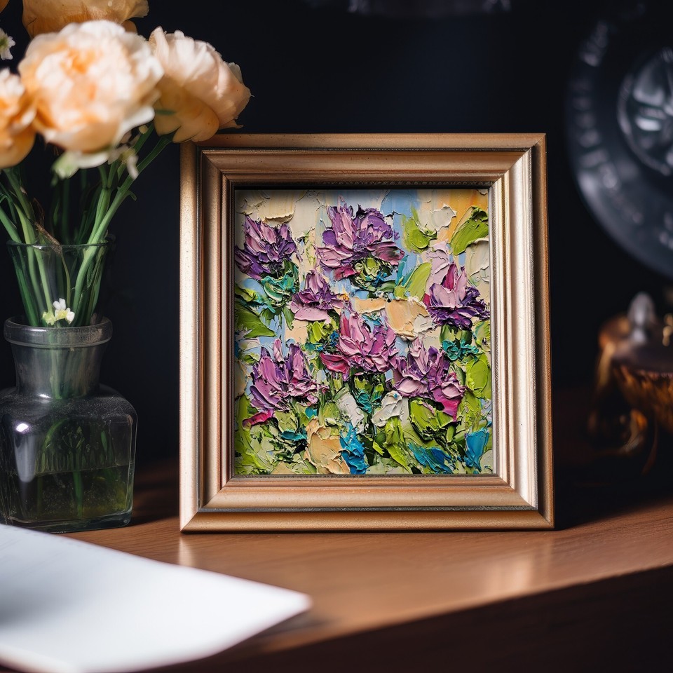 Thistle Painting Thistle Flowers Oil Painting Floral Impasto Painting Meadow Art | eBay