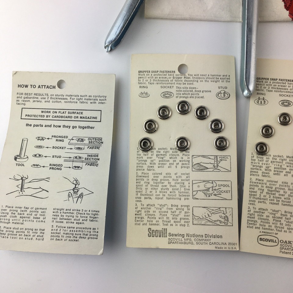 Dritz Grippers Plier Kit Scovill Snap Fasteners & Misc Accessories Lot ...