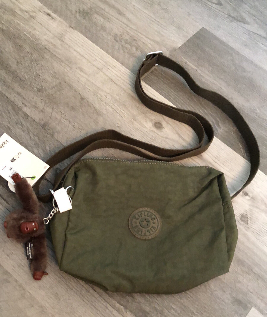 Kipling Colleen 100% Polyester Crossbody Jaded Green Tonal + Monkey Key ...