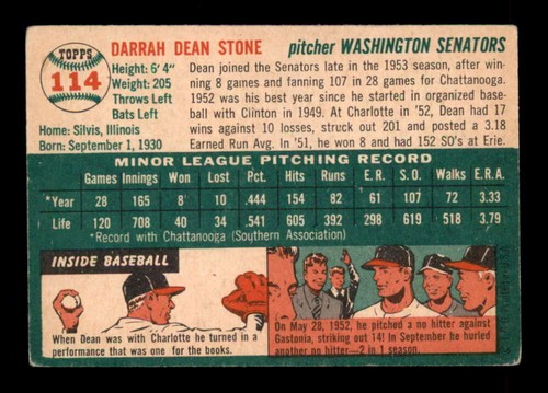 1954 Topps #114 Dean Stone RC VG/VGEX X3322202 | eBay