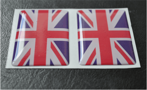 2 X Union Jack Flag Resin 3D Domed England Sticker label 5cm x 3cm self ...