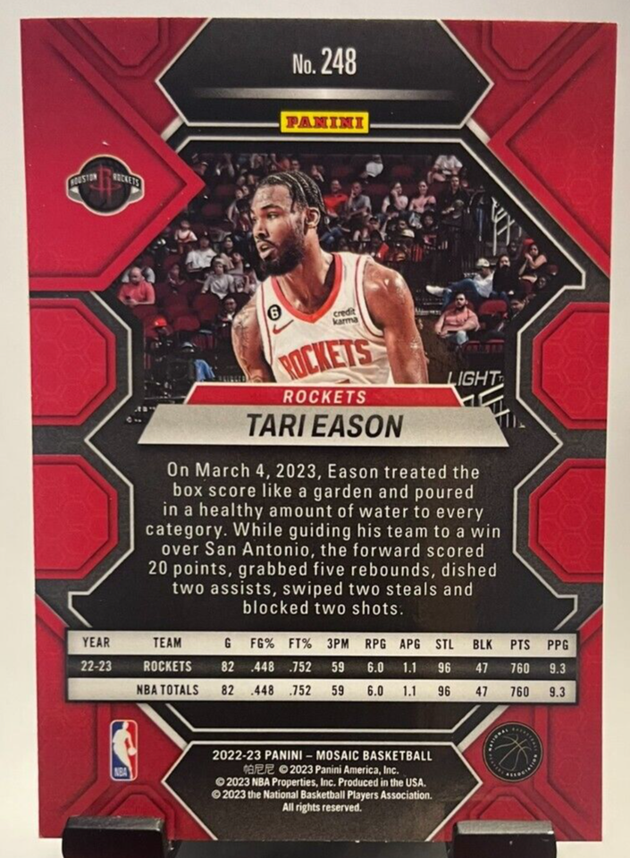 2022-23 Panini Mosaic #248 Tari Eason Houston Rockets - Rookie Trading ...