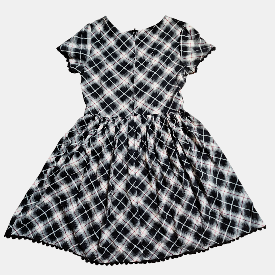 Hot Topic Plaid Fit & Flare Dress Contrast Lace Trim SM Gothic Grunge ...