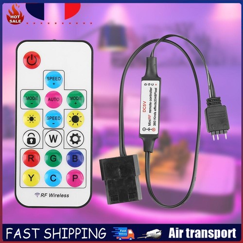 5V 2.4G 17 Keys RGB LED Strip Light Remote Control for PC Case (3 Pin ...