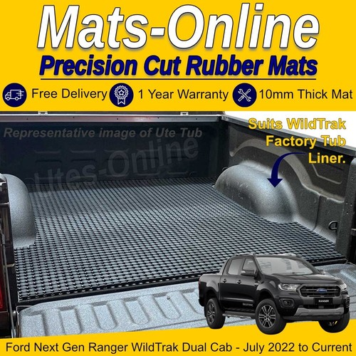 Heavy Duty Perforated Rubber Ute Mat 10mm-Ford Next Gen Ranger WildTrak ...