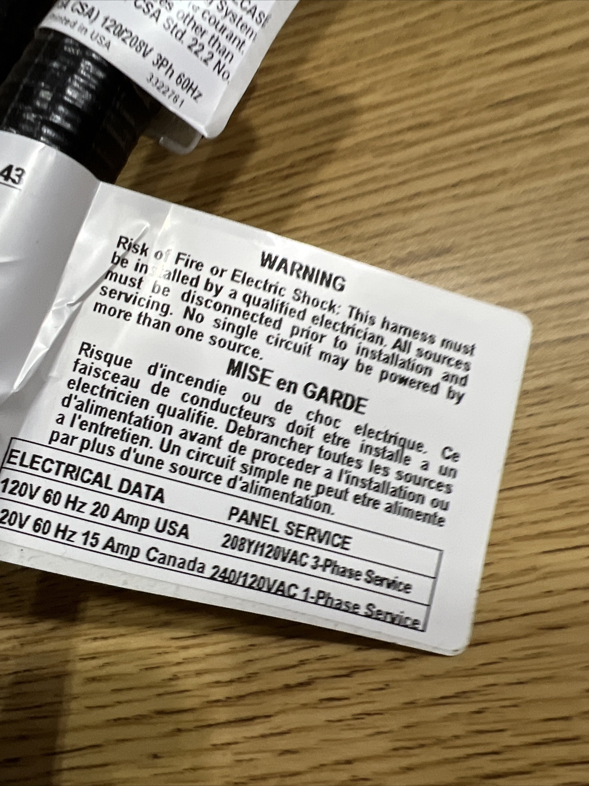 Steelcase Power Infeed 3 Wires TS76BPX Wiring Electric Power Strip ...