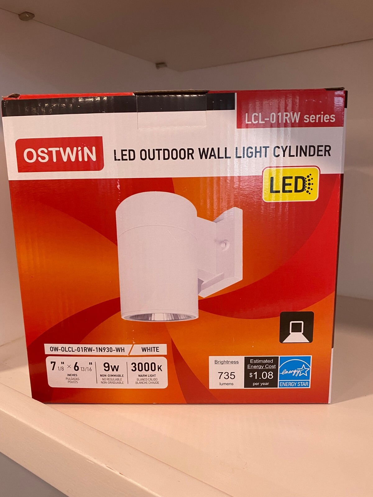OSTWIN 9W LED Cylinder Up or Down Wall Light White Finish OW-OLCL-01RW ...