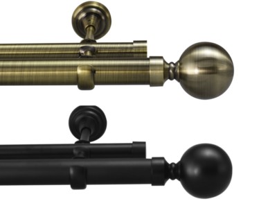 Metal Double Eyelet Curtain Pole Rod Black Brass Diameter 28 /19mm No ...