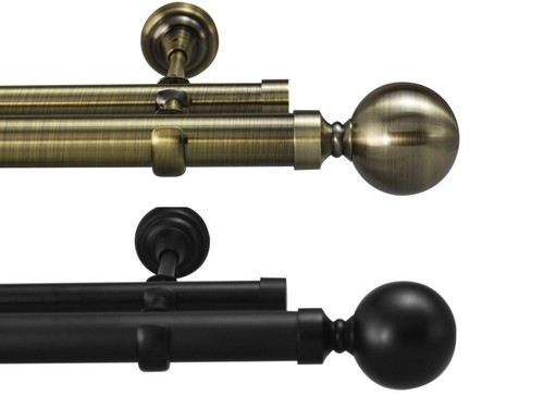 Metal Double Eyelet Curtain Pole Rod Black Brass Diameter 28 /19mm No ...