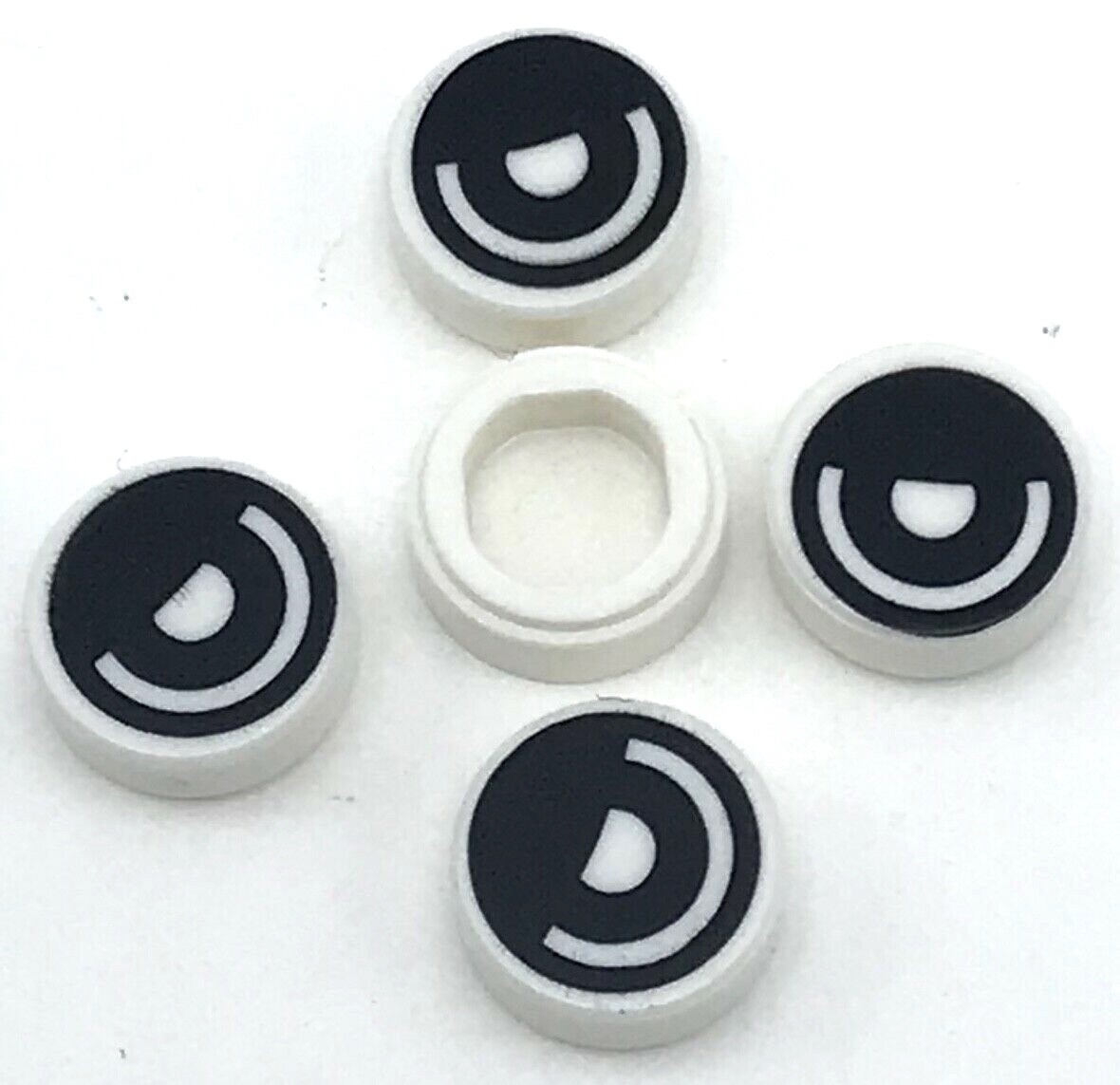 Lego 5 New Tiles Round 1 x 1 with Black Eye with Pupil Half Circle ...