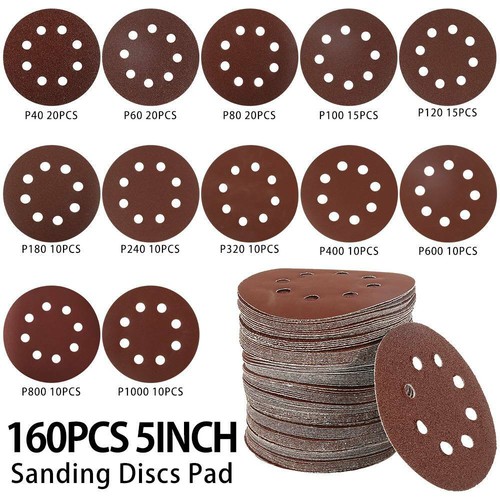 160pcs 125mm 5" Sanding Discs 40-1000 Grits Mixed Orbital Sander Sand ...