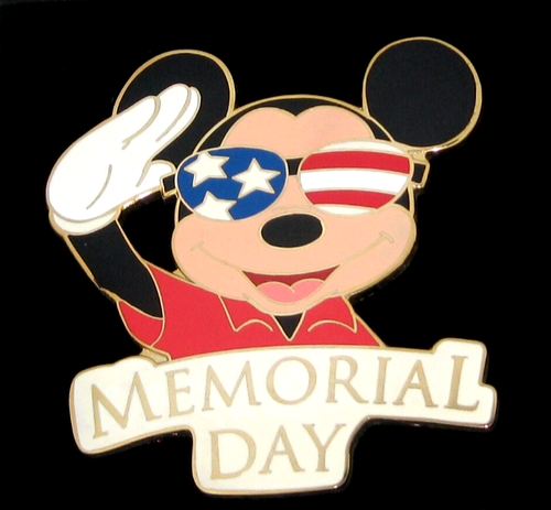 Mickey Salutes JUMBO LE 100 Disney Auction Pin Memorial Day US Flag ...