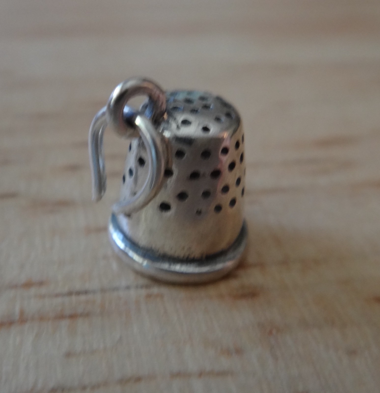 1 Sterling Silver Small 3D 9x7mm Thimble Sewing Charm! | eBay