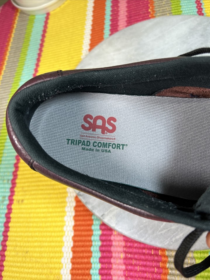 SAS “Time Out” Brown Purple Leather Diabetic Lace-Up Casual Shoes Men’s ...