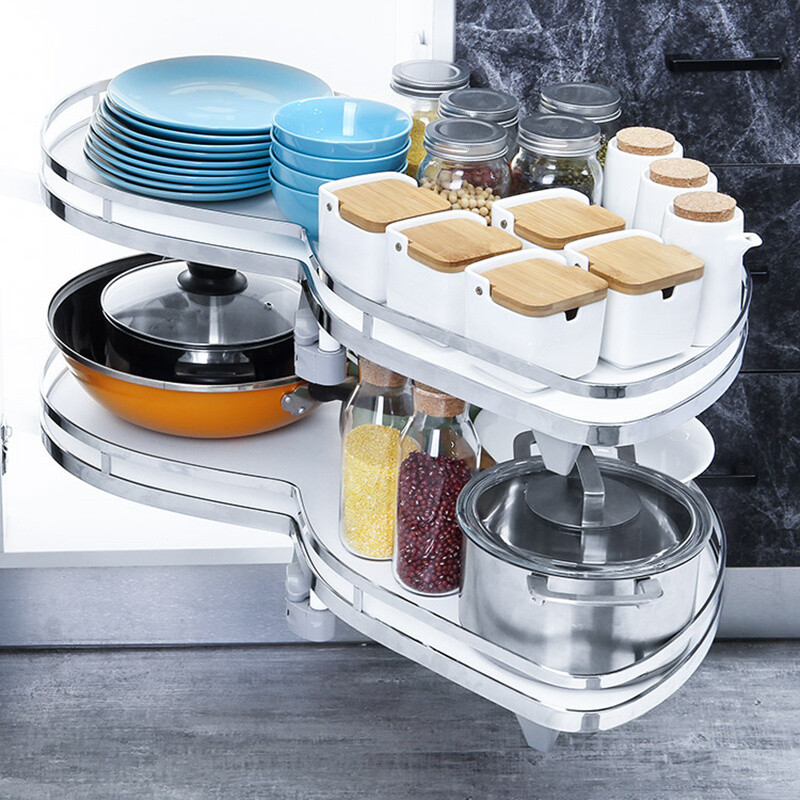 Kitchen Corner Pull Out Shelves Carousel Tray Storage Left Right ...