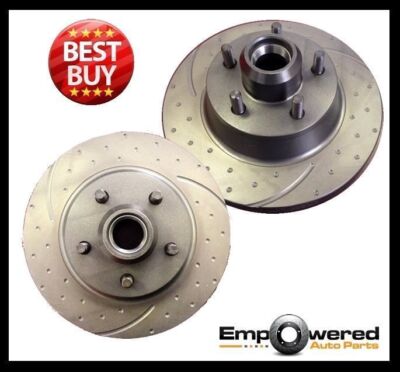 DIMPLED & SLOTTED FRONT DISC BRAKE ROTORS FOR FALCON UTE XH ABS VAN 96 ...