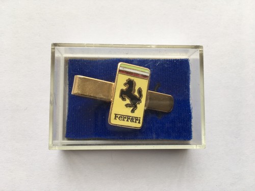 C1980s VINTAGE FERRARI PROMOTIONAL ENAMEL&GILT TIE CLIP IN ORIGINAL BOX ...