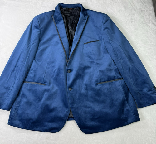 Linea Uomo Blazer Mens 56R Velvet Blue Black Trim Sport Coat Jacket ...