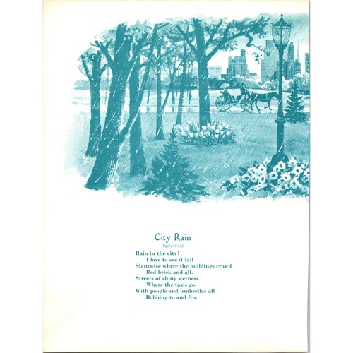 City Rain Rachel Field 1970s Poem Retro Kitsch Wall Art SH4 | eBay