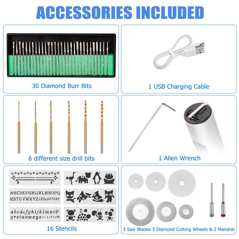 Engraving Pen Tool Kit Etching Pen DIY Rotary Tool for Glass Wood ...