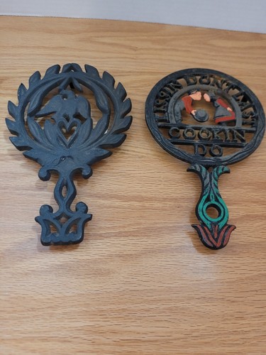 Pair of Vintage WILTON Cast Iron Trivets Country Cabin Decor | eBay