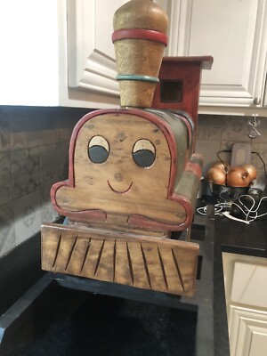 Vintage-Hand-carved heavy Child's Wooden ride-on ride-on Rocking Train ...