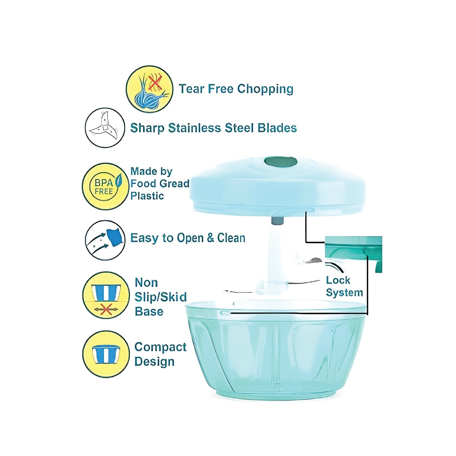 Hand Manual Food Chopper Portable Processor Kitchen Mini Pull String ...