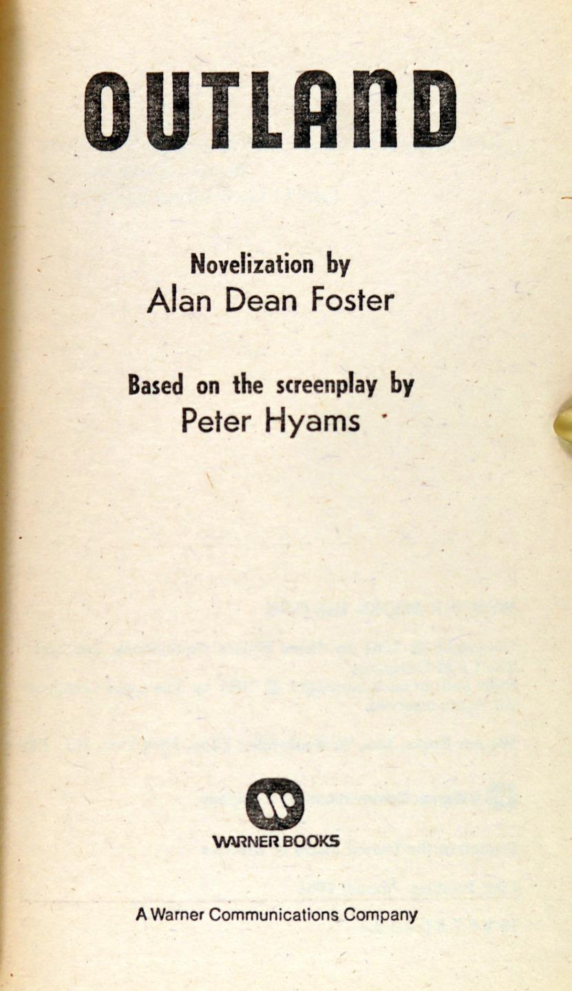 Alan Dean Foster Peter Hyams 1981 Outland Film Novelization Vintage ...