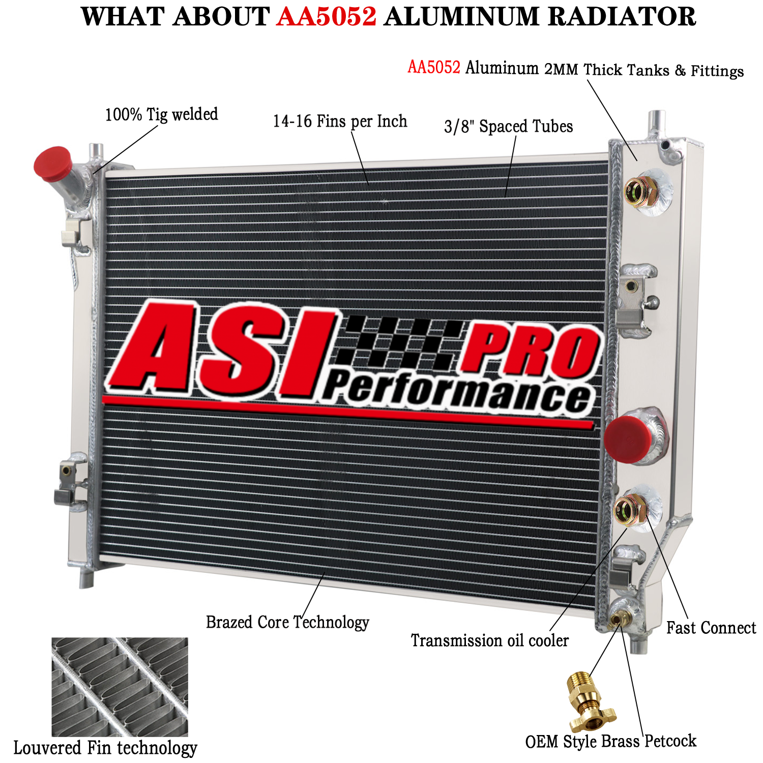 3-Rows Aluminum Racing Radiator For 2003-2013 Chevy Corvette SSR 5.3L 6 ...