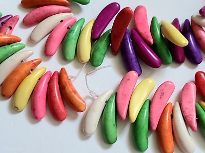 Faux Howlite Top Drilled Talon Bead Lot 3 Strands Multi Colored 38x11mm ...