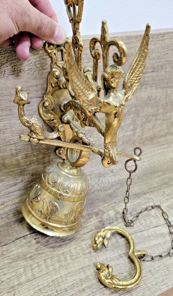 Vintage Decor Heavy Brass Door Bell Angel Inscribed - "LEO-AQUILA ...