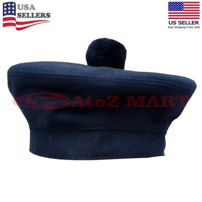 Scottish Blue Military Bonnet Tam O Shanter Hat Beret Balmoral Army Cap ...