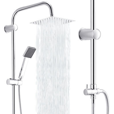 Waterfall Tap Riser Rail Kit Bathroom Square Shower Mixer Chrome Twin ...