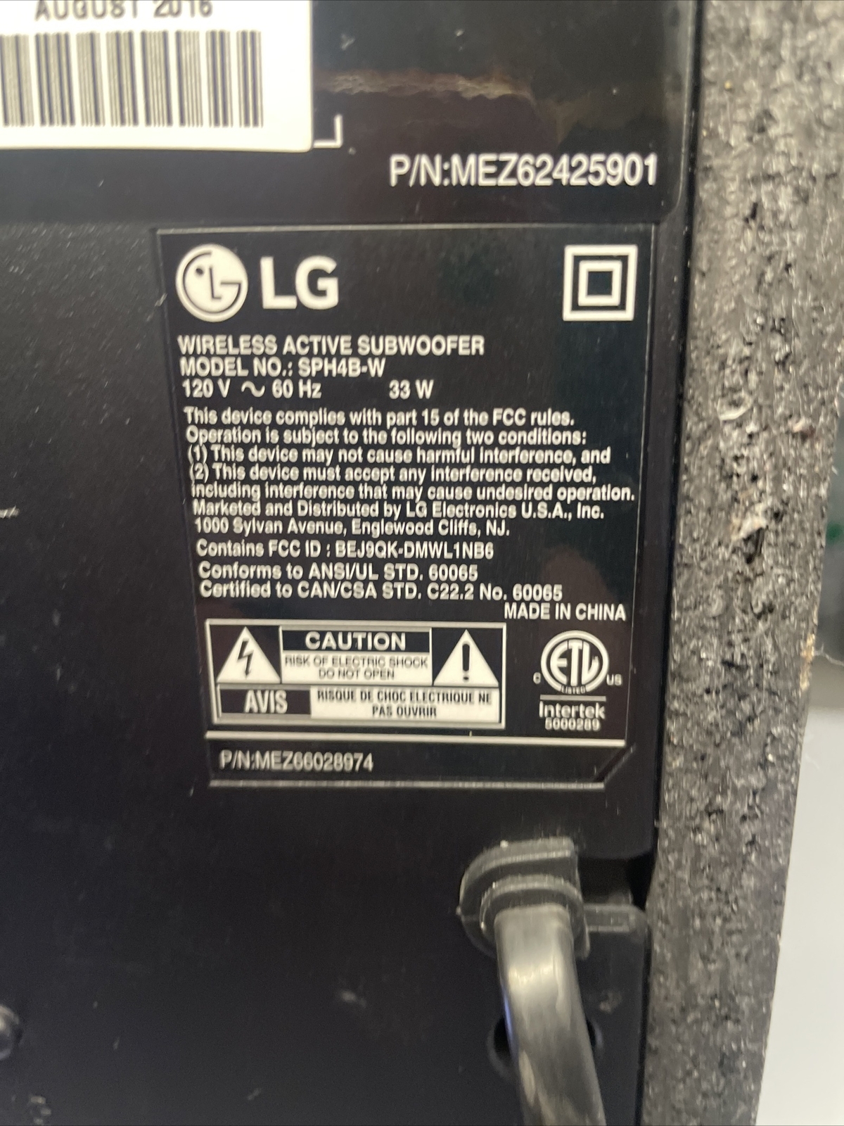 LG Wireless Active Subwoofer, Model SPH4B-W working | eBay