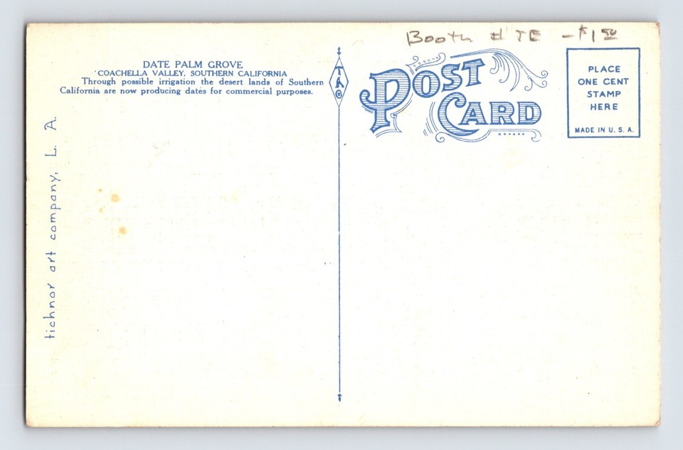 Postcard Caklifornia Coachella Valley Date Palm Trees 1940s Unposted ...