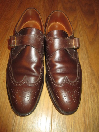 MENS JOHN LOBB BROWN WINGTIP MONK STRAP LEATHER LOAFER SHOES, SZ 8E | eBay