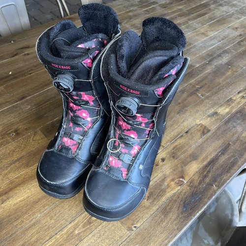 RIDE Sage Intuition BOA Snowboard Boots Black Pink Womens 11 Mondo 28 ...