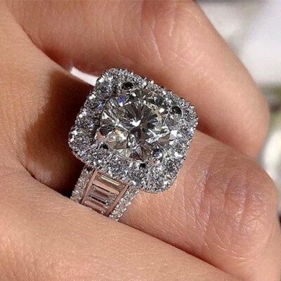 Silver Pld Ring Square Zircon Crystal Ring Women Men Jewelry sz 6-10 | eBay