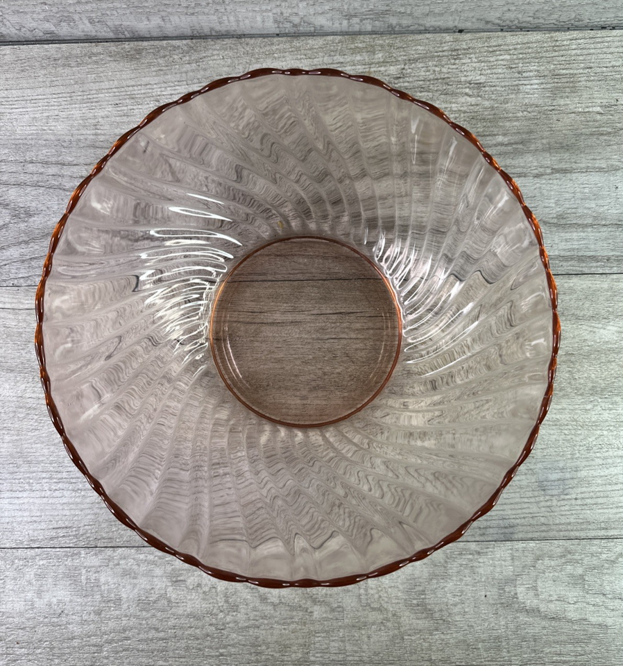 Vintage Arcoroc Pink Glass Swirl Pattern Round Serving Bowl 9” | eBay