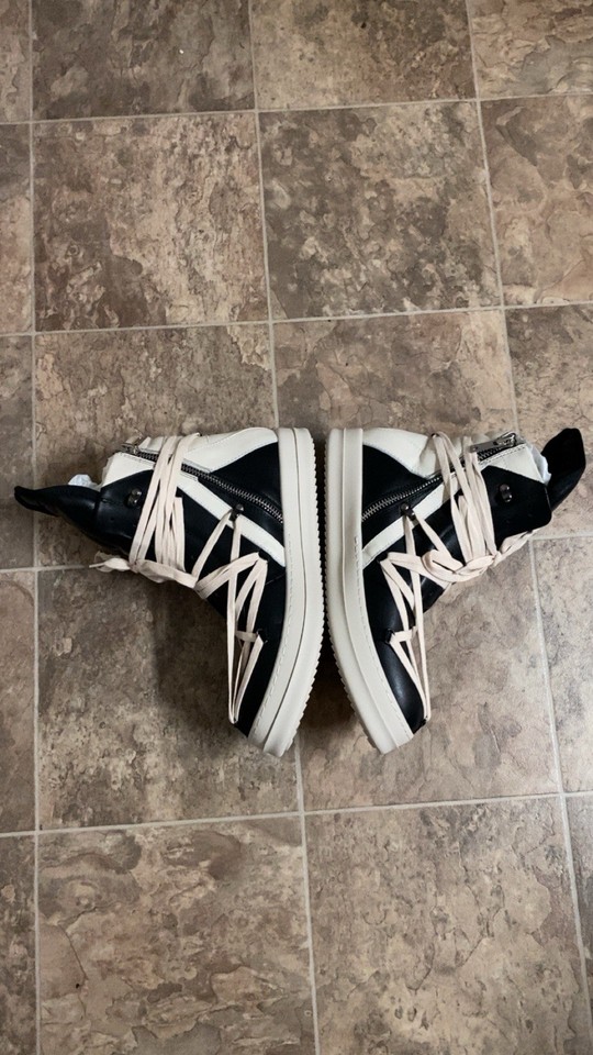 New Size 10 Rick Owens GeoBasket 1:1 Laced Sneakers NOX BOX | eBay