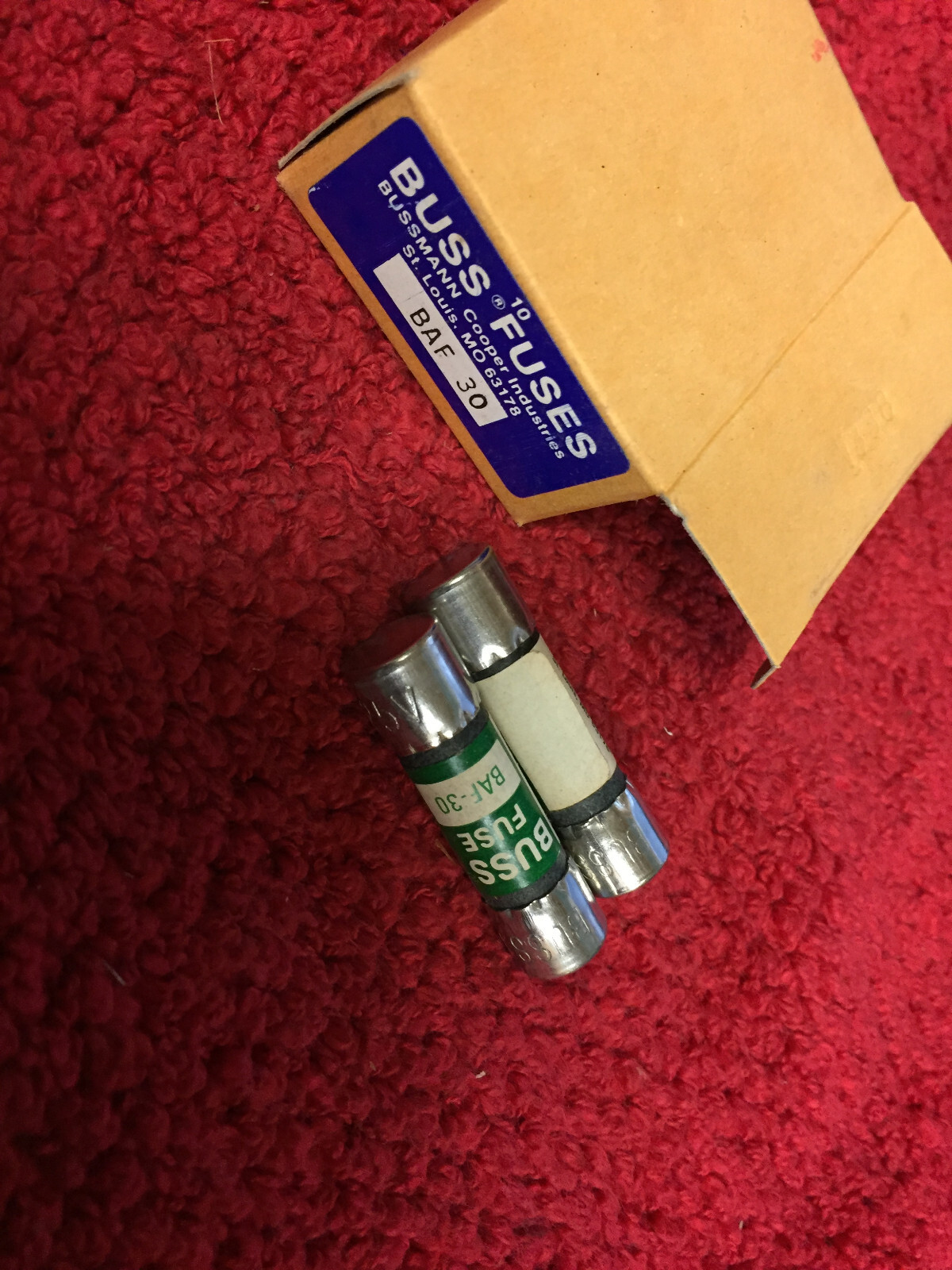 BAF-30 BUSSMANN 30 AMP 250V AC, Not Rated, 1-1/2" L x 13/32" dia 10 PCS ...