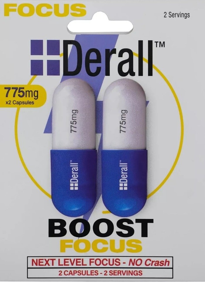 Derall Boost 775mg NEW Notropic Memory FOCUS Concentration 12ct FREE ...