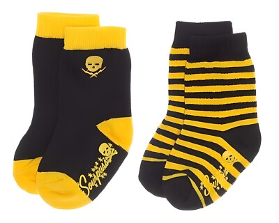 NEW Sourpuss Yellow & Navy Skull & Lightning Bolt Baby Socks Infant ...