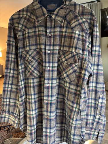 Pendleton High Grade Men's Large Long Western Wool Pearl Snap Long ...