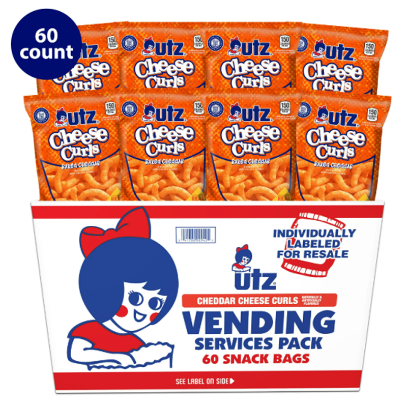 Utz Baked Cheddar Cheese Curls Multipack 1 oz Kosher Certified 60 Count ...