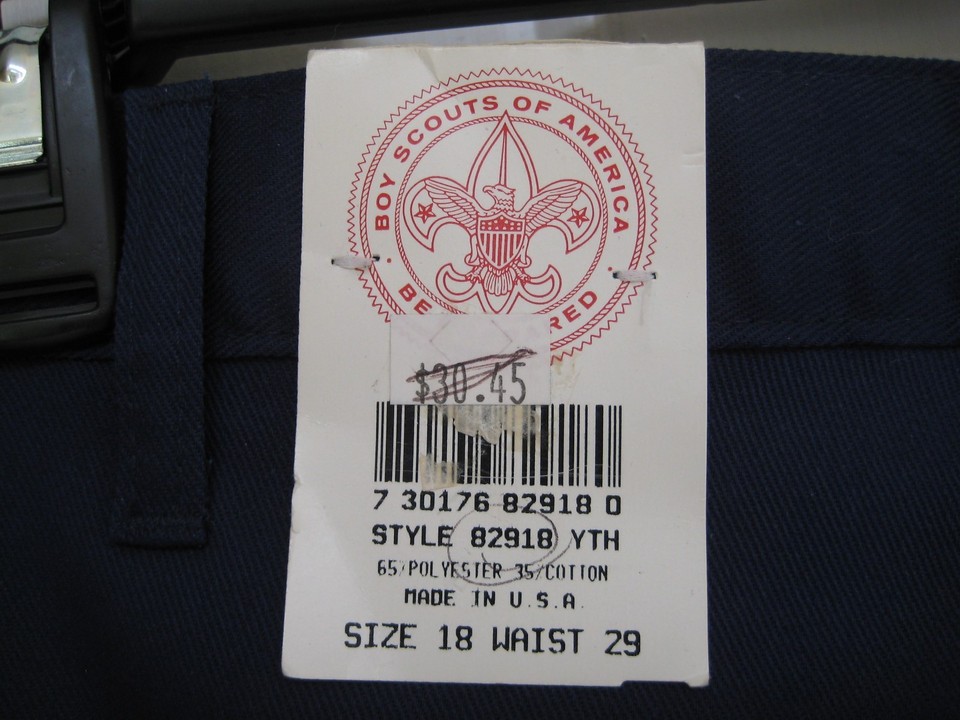 BOY SCOUT UNIFORM PANTS BSA NAVY BLUE UNHEMMED SZ 18 (29" W) NEW | eBay