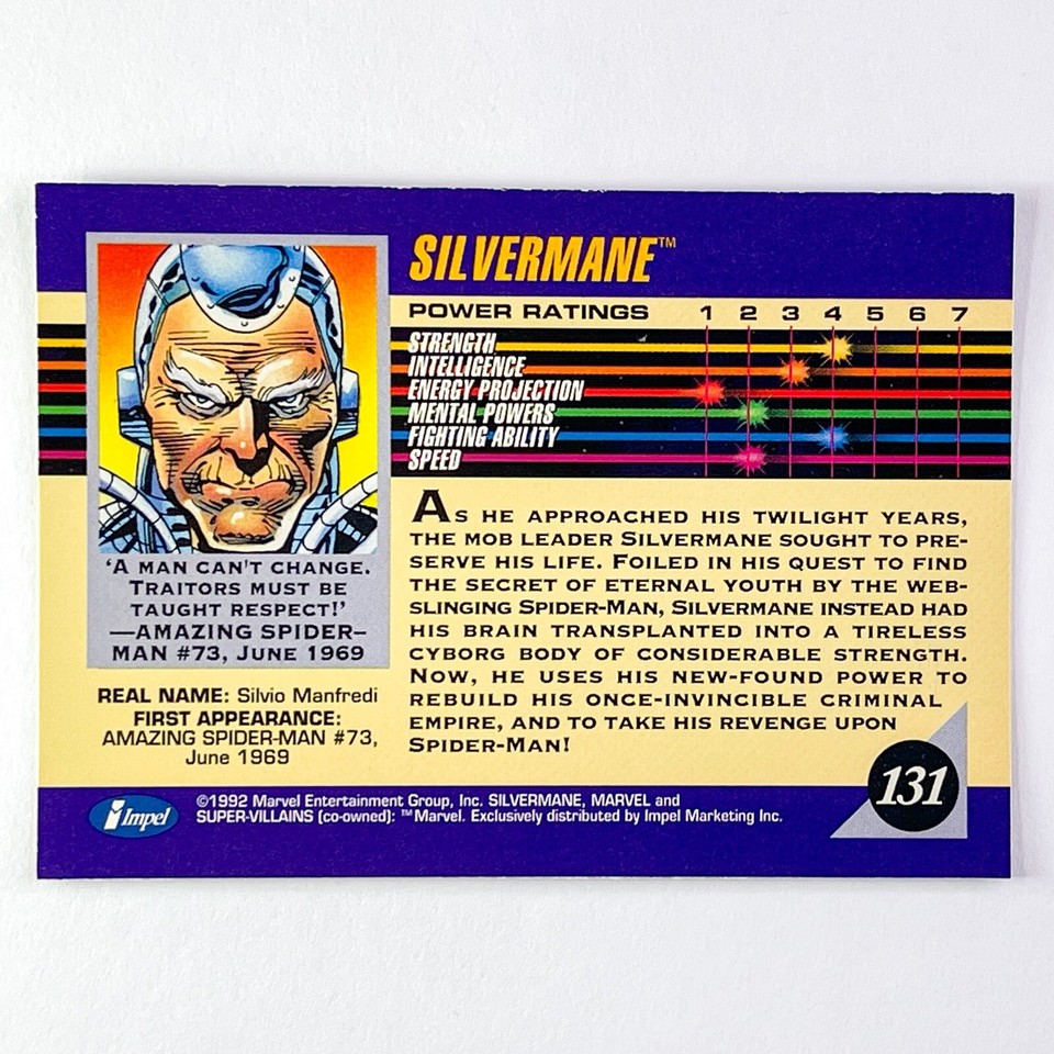 Marvel Impel 1992 Silvermane Super-Villains Card 131 Series 3 MCU ...