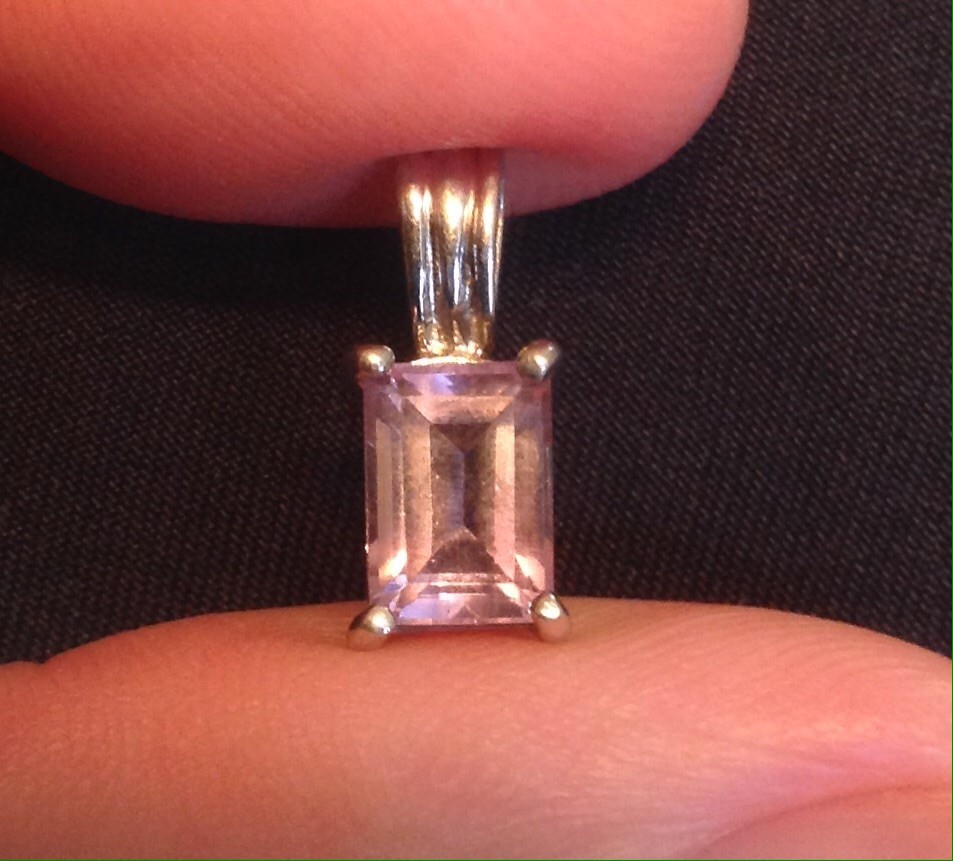 Sterling Silver Rectangle Amethyst Pendant | eBay