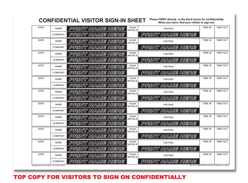 Cherry NCR Confidential Visitor Sign in Duplicate Wiro Book A4 50 Sets ...