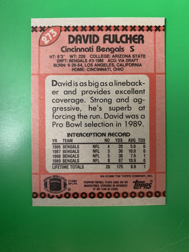 1990 Topps David Fulcher AP Cincinnati Bengals #273 | eBay